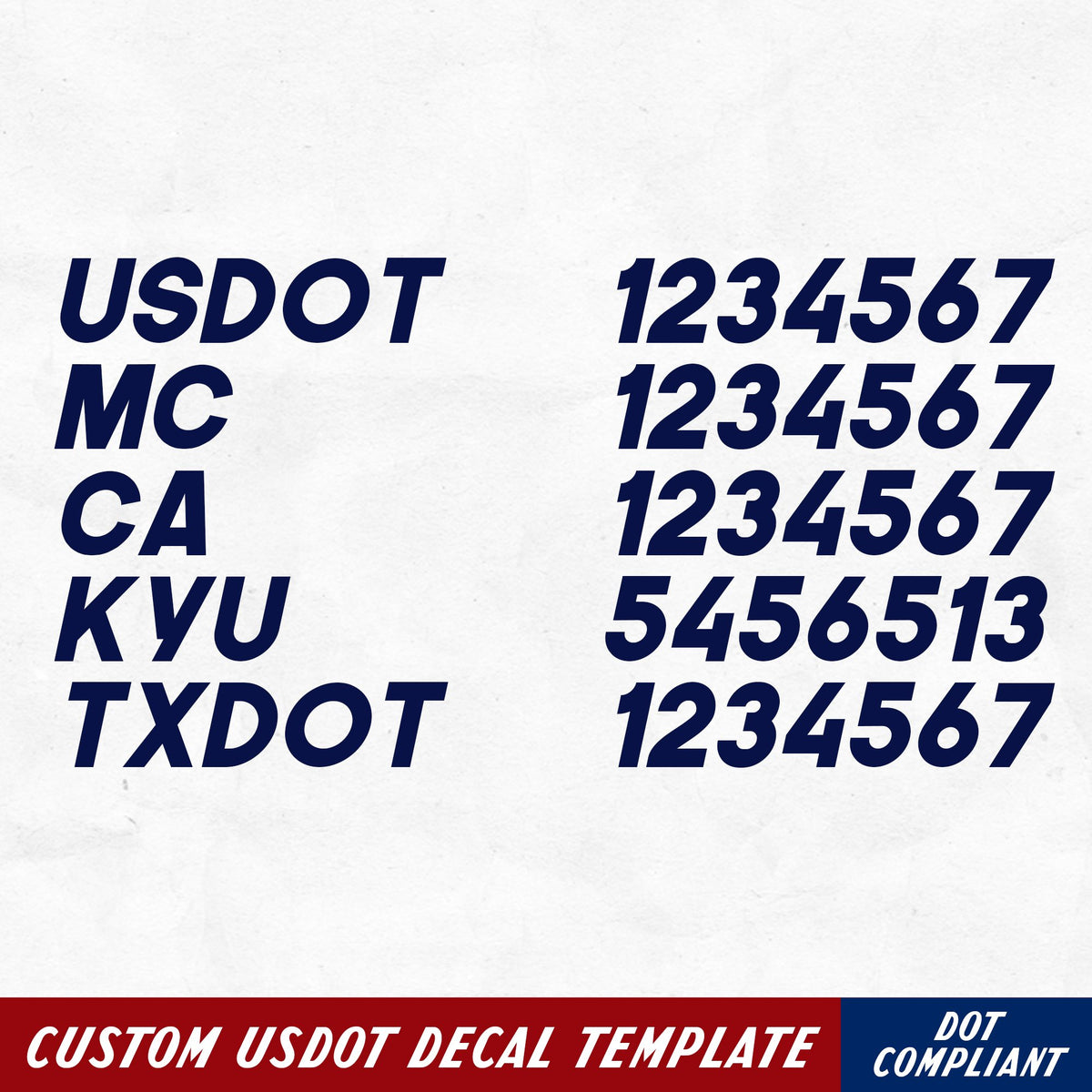 USDOT, MC, CA, KYU & TXDOT Number Decal Sticker, 2 Pack – MC Number Decals